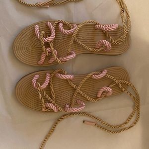Shoes | Pink Gladiator Sandals Lace Up | Poshmark